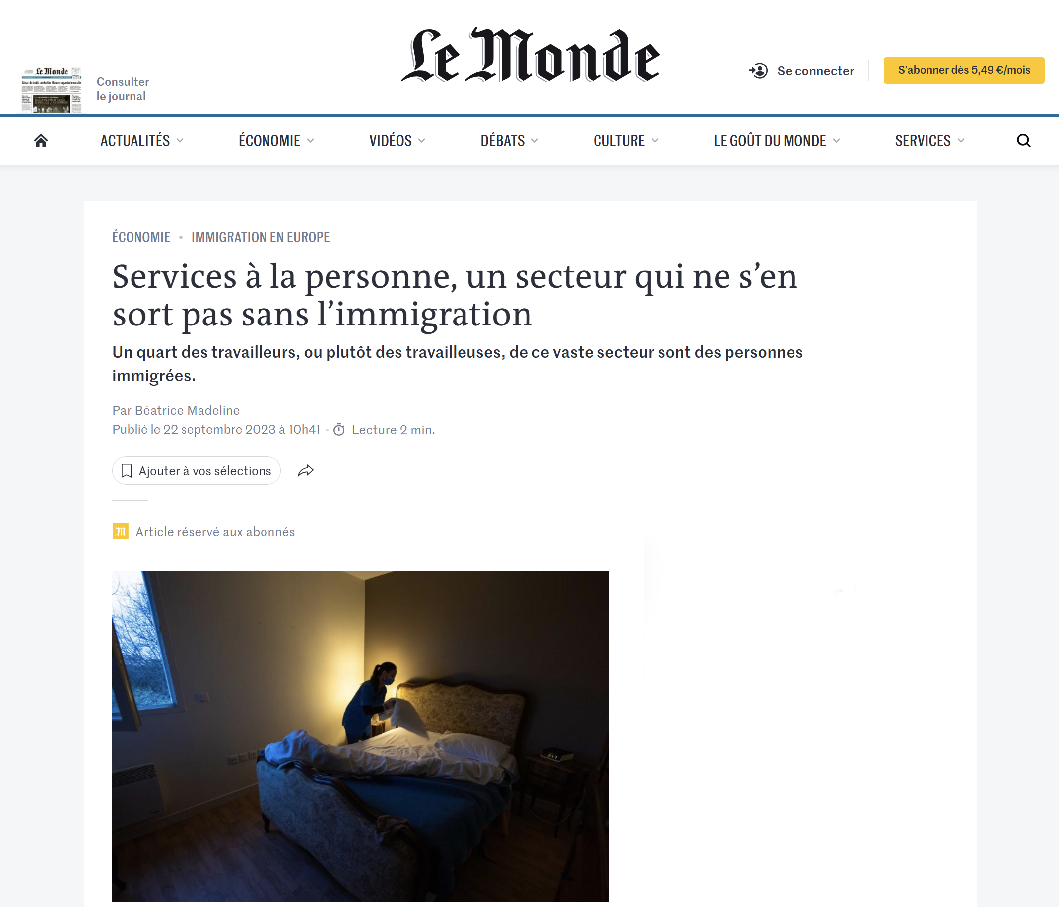 LE MONDE | Services à la personne, un secteur qui ne s’en sort pas sans ...